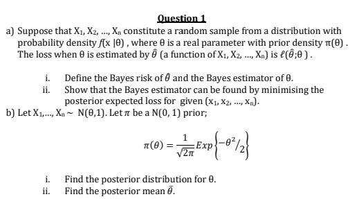 Solved Question 1a) ﻿Suppose that x1,x2,dots,xn ﻿constitute | Chegg.com
