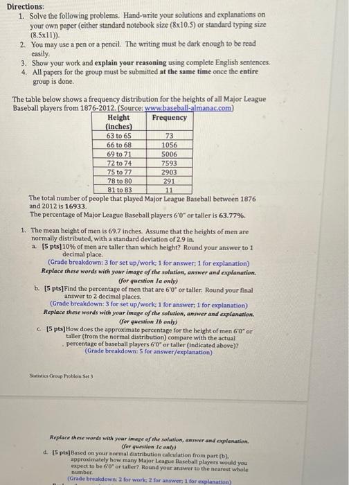 Solved Directions: 1. Solve the following problems. | Chegg.com