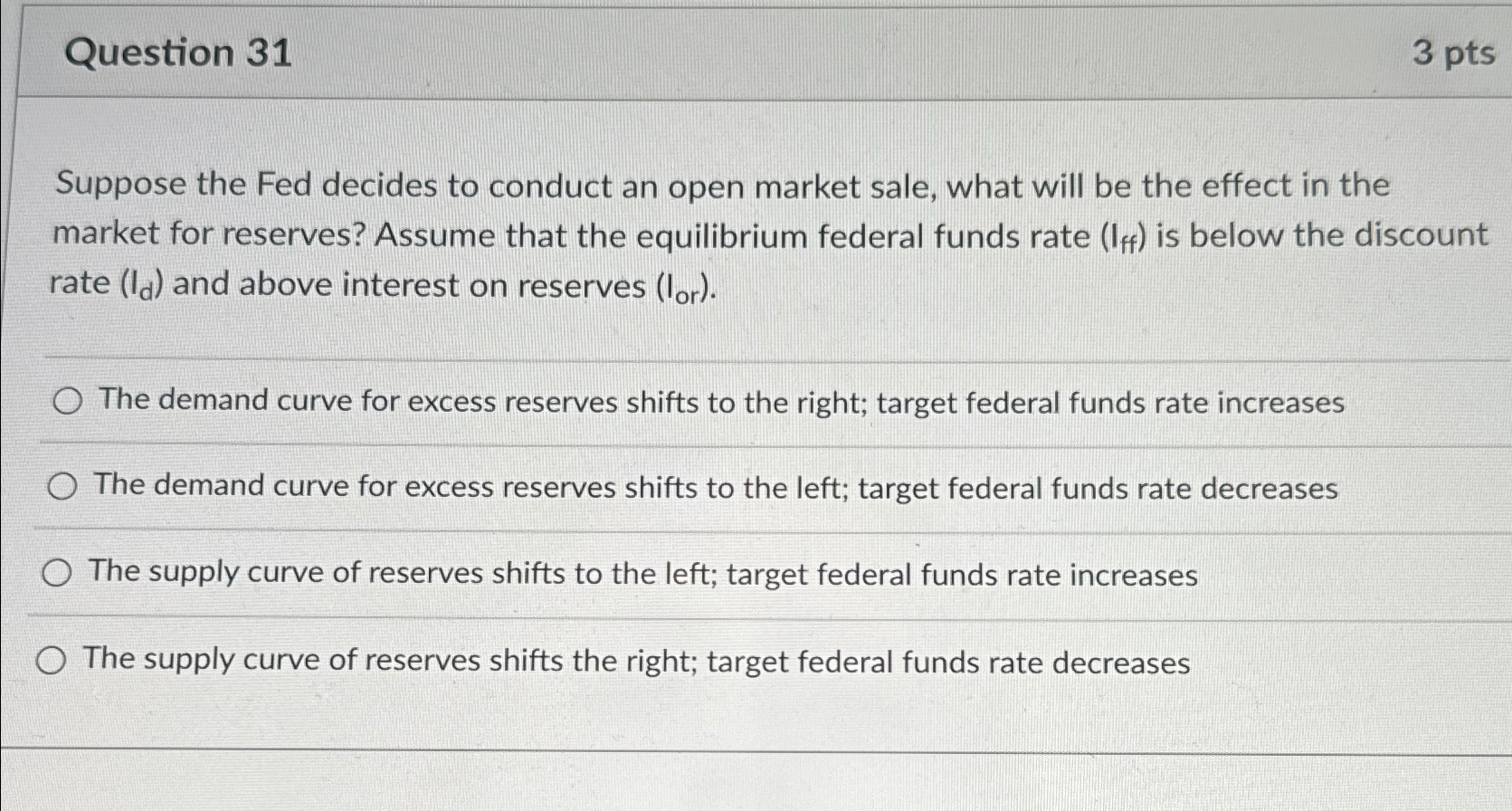 Solved Question 313 ﻿ptsSuppose the Fed decides to conduct | Chegg.com