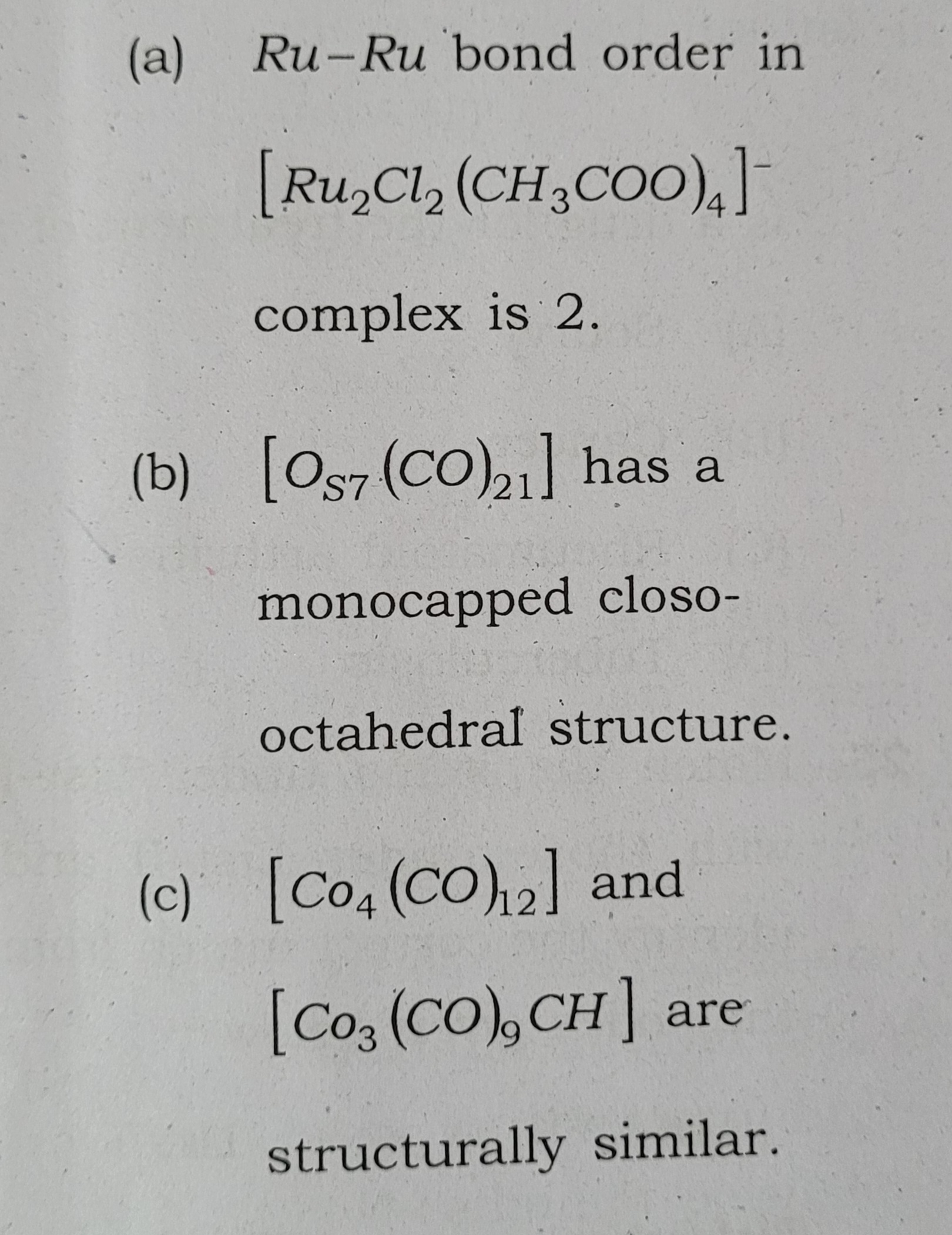 (a) ,Ru-Ru ﻿bond order in[Ru2Cl2(CH3COO )4]-complex | Chegg.com