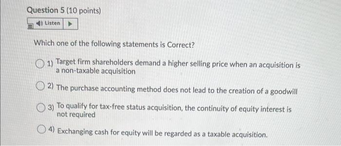 Solved Question 5 (10 points) Listen Which one of the | Chegg.com