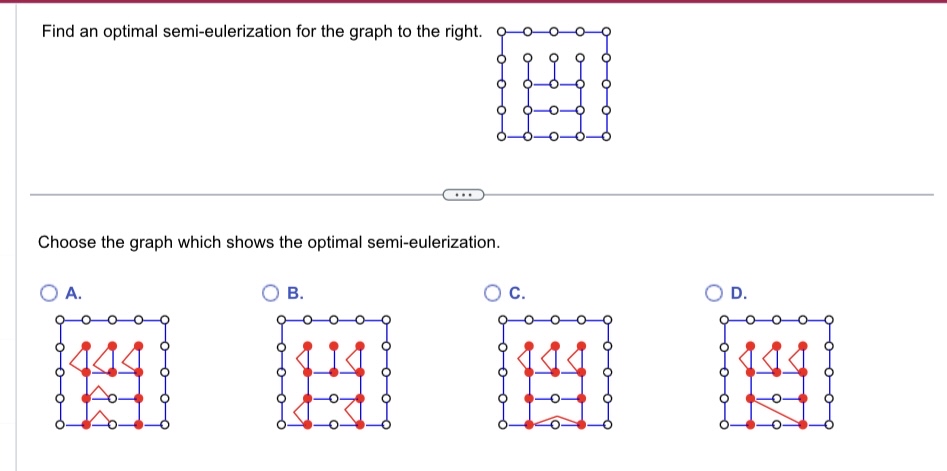 Find an optimal semi-eulerization for the graph to | Chegg.com