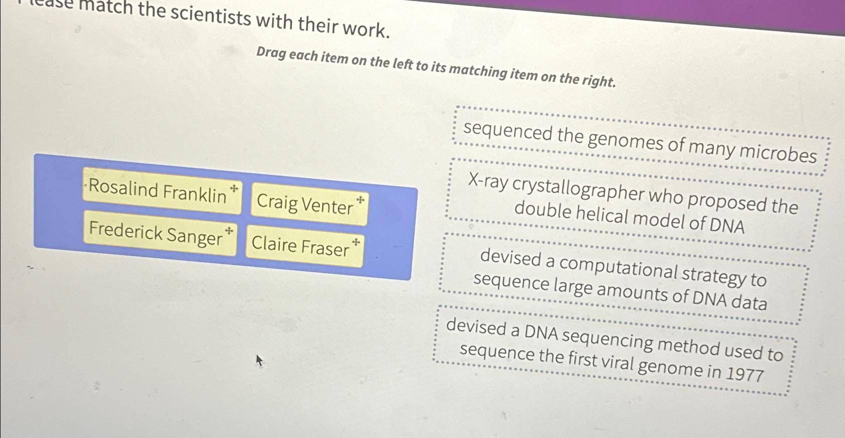 Solved match the scientists with their work.Drag each item | Chegg.com
