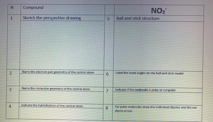 N Compound NO2 Ball and stick structure Sketch | Chegg.com