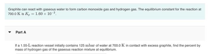 Solved Graphite can react with gaseous water to form carbon | Chegg.com