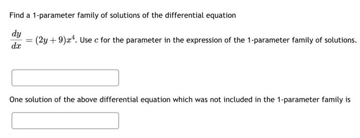 Solved Find a 1-parameter family of solutions of the | Chegg.com