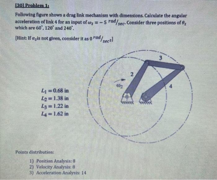 Solved Following figure shows a drag link mechanism with | Chegg.com