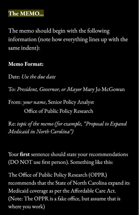 The MEMO... The memo should begin with the following | Chegg.com