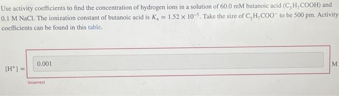 Solved Use activity coefficients to find the concentration | Chegg.com