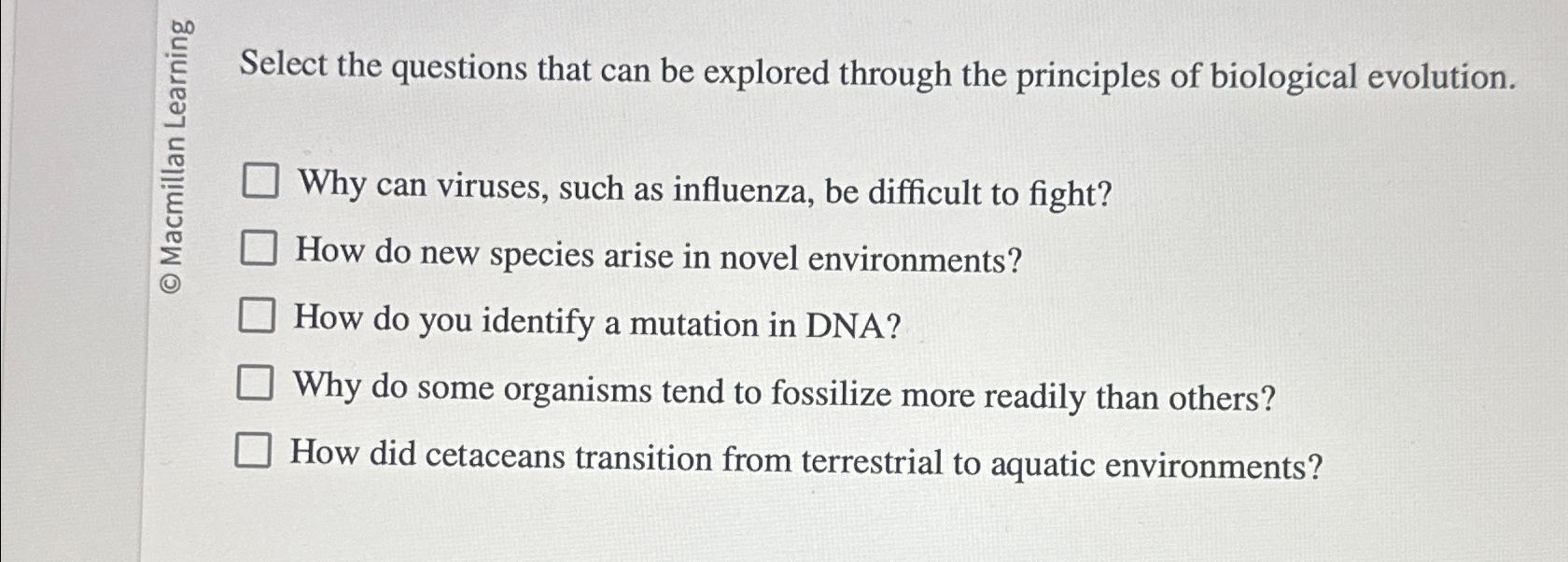 Solved Select the questions that can be explored through the | Chegg.com