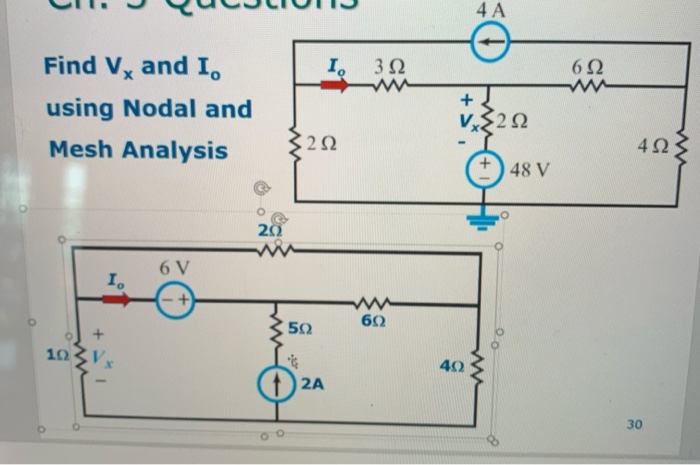 Solved 4A Ι 3 Ω 6 Ω Find Vx and I. using Nodal and Mesh | Chegg.com