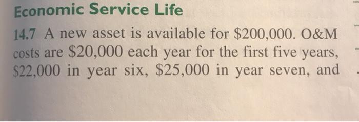Solved Economic Service Life 14.7 A new asset is available | Chegg.com