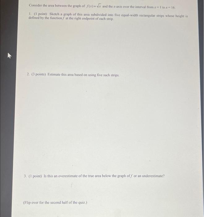 Solved Consider the area between the graph of f(x)=x and the | Chegg.com