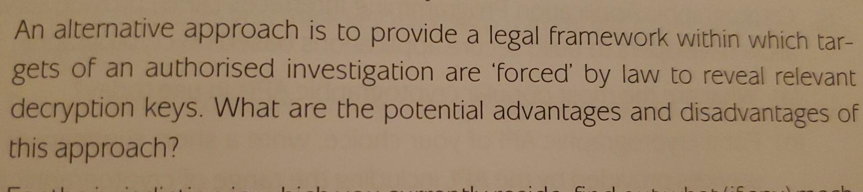 Solved An alternative approach is to provide a legal | Chegg.com