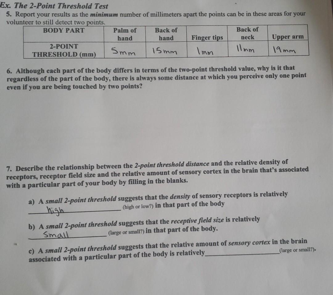 Solved Ex. The 2-Point Threshold Test 5. Report your results | Chegg.com