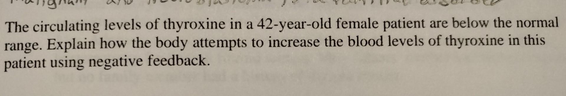 Solved The circulating levels of thyroxine in a 42 -year-old | Chegg.com