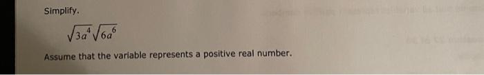 Solved Simplify. √3a Voas Assume that the variable | Chegg.com