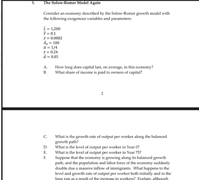 Solved The Solow-Romer Model Again Consider an economy | Chegg.com