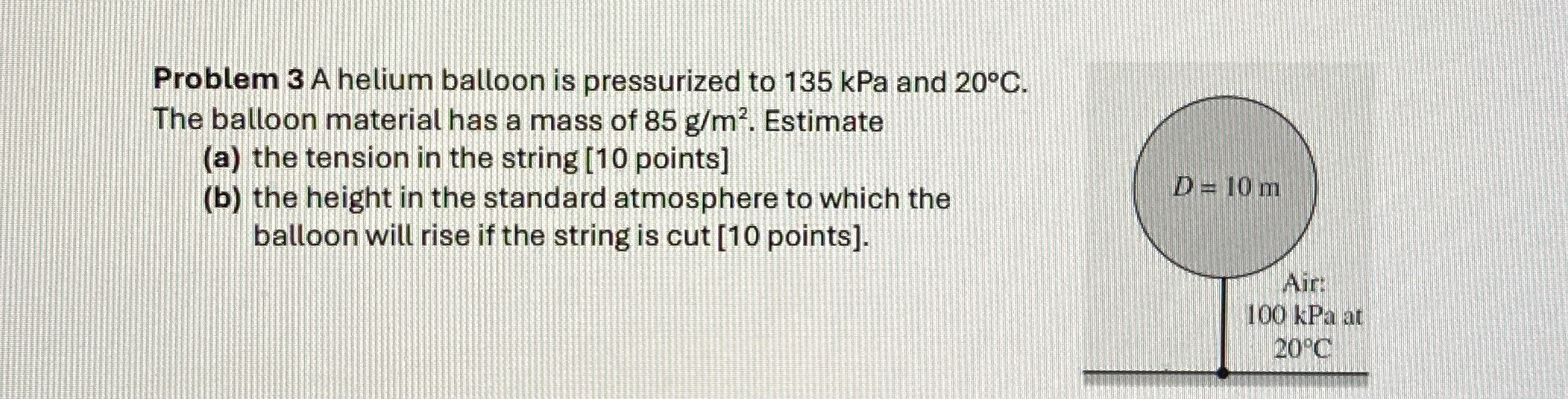 Solved Problem 3 ﻿A helium balloon is pressurized to 135 | Chegg.com