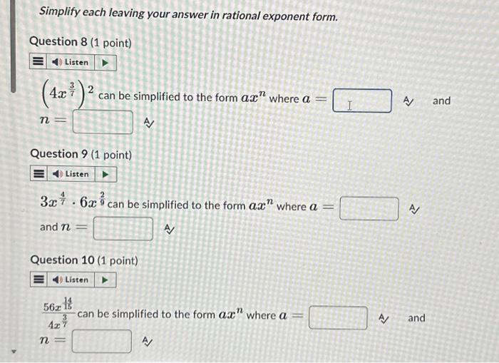 Solved Simplify Each Leaving Your Answer In Rational