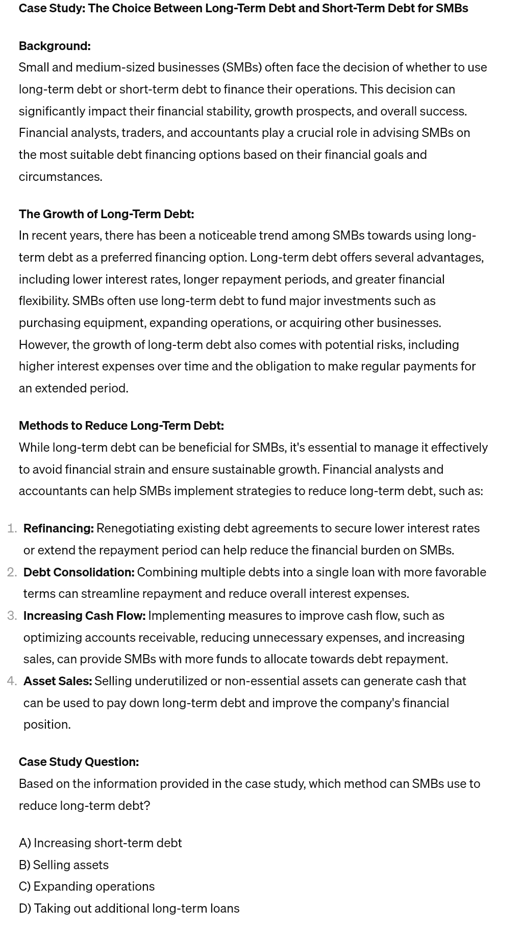 Solved Case Study: The Choice Between Long-Term Debt and | Chegg.com