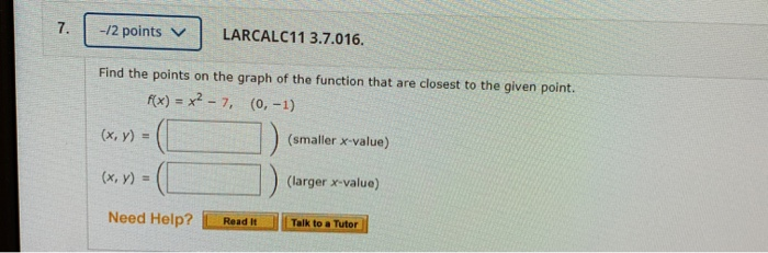 Solved -/2 points LARCALC11 3.7.016. Find the points on the | Chegg.com Solved -/2 points LARCALC11 3.7.016. Find the points on the | Chegg.com