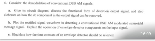 Solved 4. Consider the demodulation of conventional DSB AM | Chegg.com