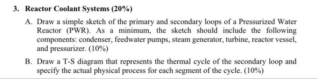 Solved 3. Reactor Coolant Systems (20%) A. Draw a simple | Chegg.com