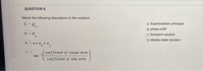 Solved Match the following descriptors to the notation. Qh | Chegg.com