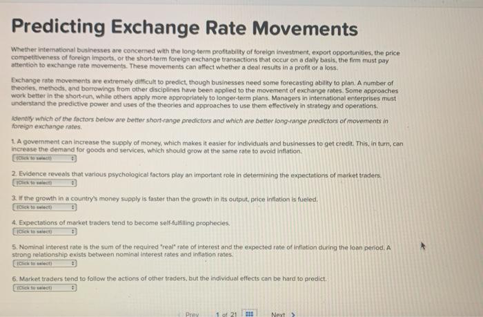 Solved Predicting Exchange Rate Movements Whether | Chegg.com
