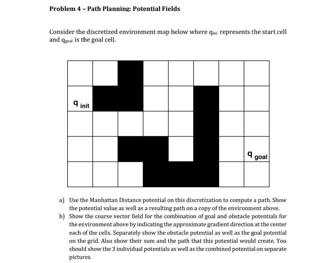 Problem 4 - Path Planning: Potential Fields Consider | Chegg.com