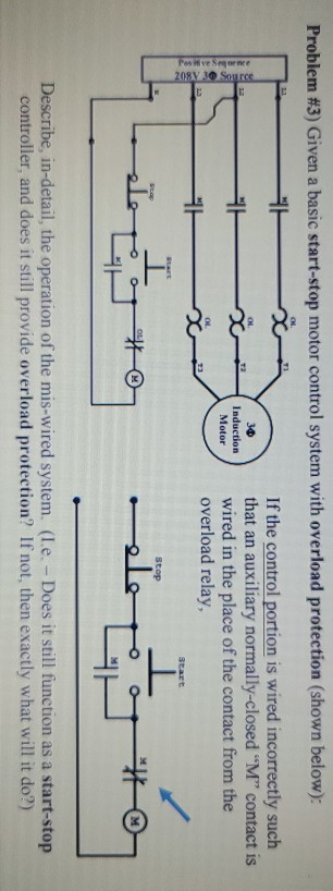 Solved Problem #3) Given a basic start-stop motor control | Chegg.com