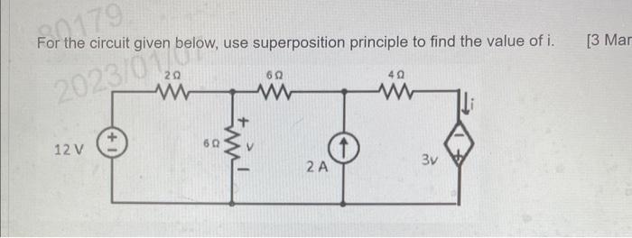 Solved For the circuit given below, use superposition | Chegg.com