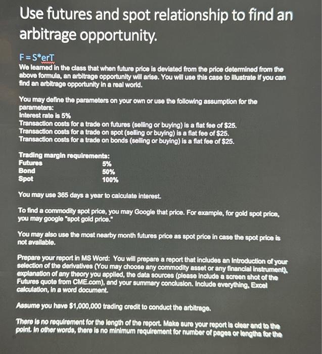 Solved Use futures and spot relationship to find an | Chegg.com