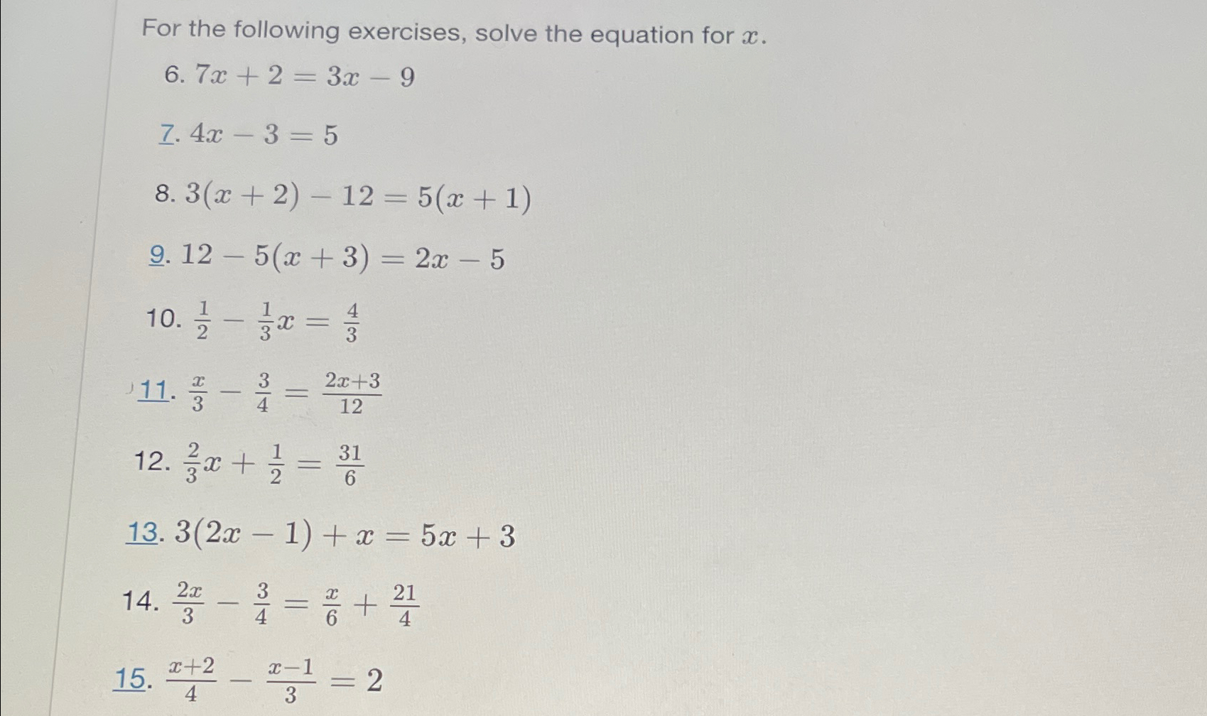 Solved For the following exercises, solve the equation for | Chegg.com