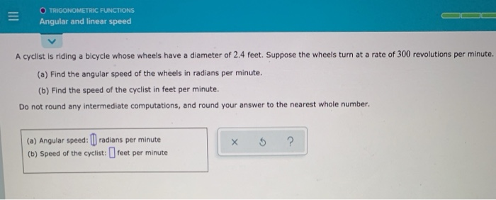 Solved III O TRIGONOMETRIC FUNCTIONS Angular and linear | Chegg.com