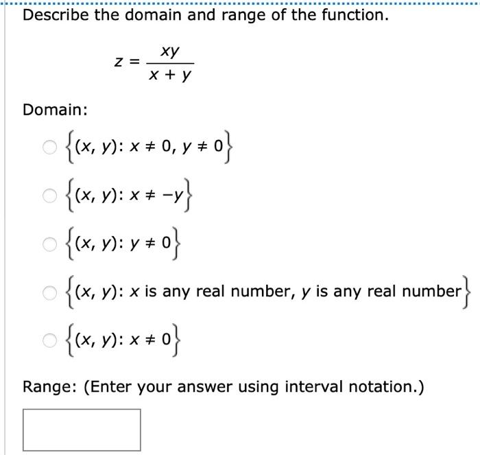Solved Describe the domain and range of the function. | Chegg.com