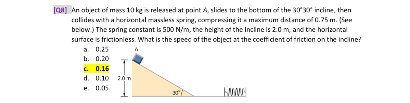 Solved [Q8] ﻿An object of mass 10 ﻿kg is released at point | Chegg.com