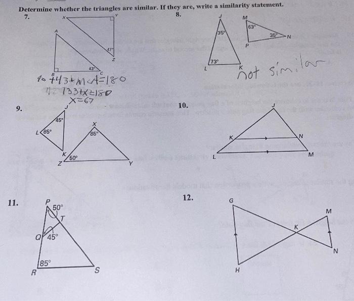 Solved Determine whether the triangles are similar. If they | Chegg.com