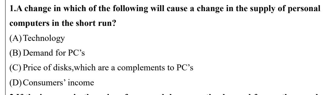 Solved 1.A change in which of the following will cause a | Chegg.com