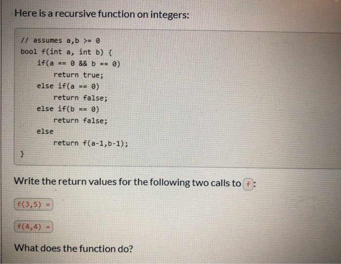 Solved Here is a recursive function on integers: PE // | Chegg.com