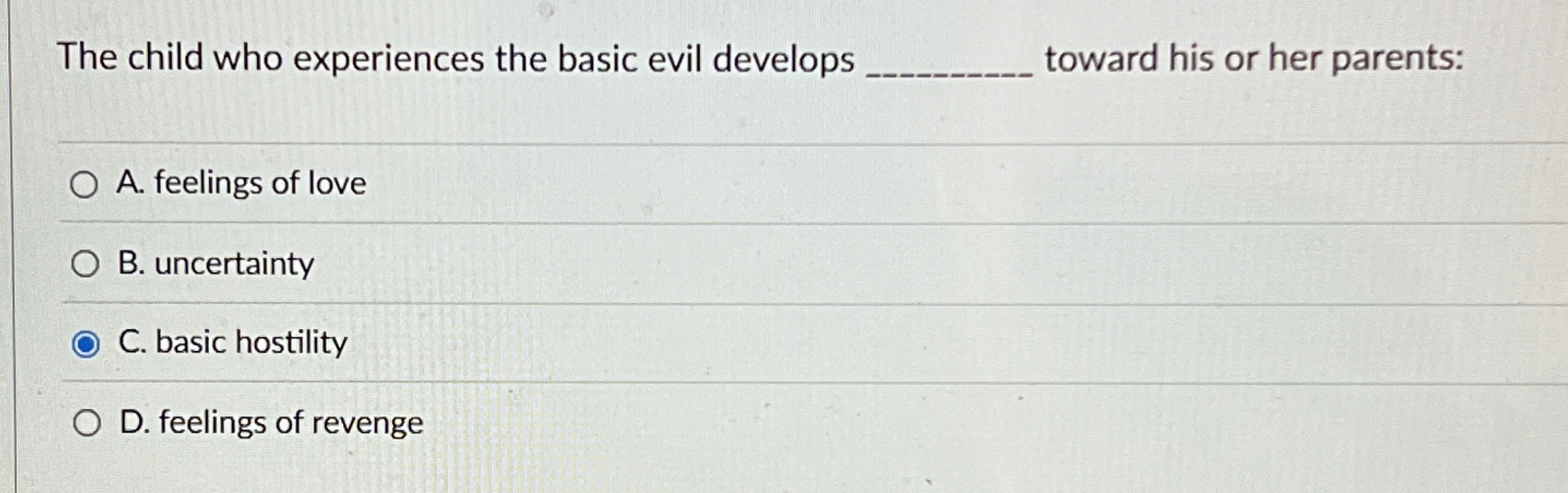 Solved The child who experiences the basic evil | Chegg.com