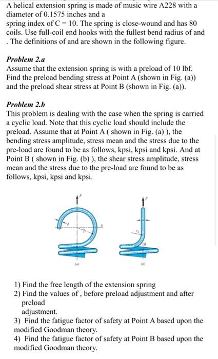 Solved A helical extension spring is made of music wire A228 | Chegg.com