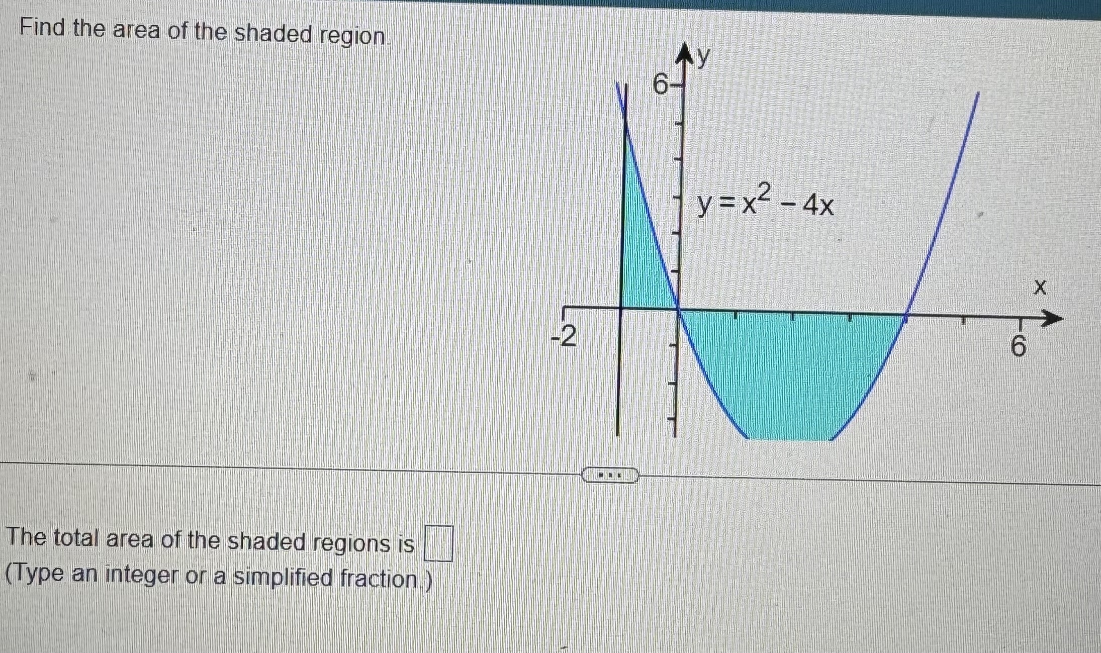 Solved Find the area of the shaded region.The total area of | Chegg.com