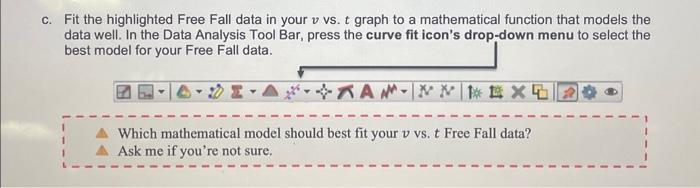 Solved c. Fit the highlighted Free Fall data in your v vs. t | Chegg.com