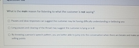 Solved What is the main reason for listening to what the | Chegg.com