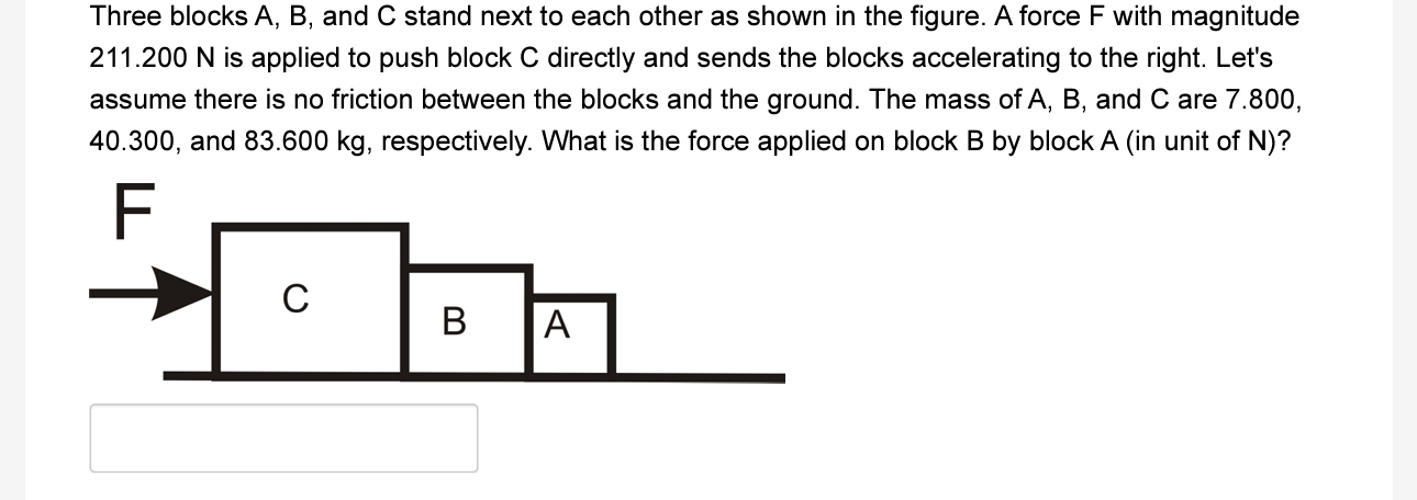 Solved Three blocks A,B, ﻿and C ﻿stand next to each other as | Chegg.com