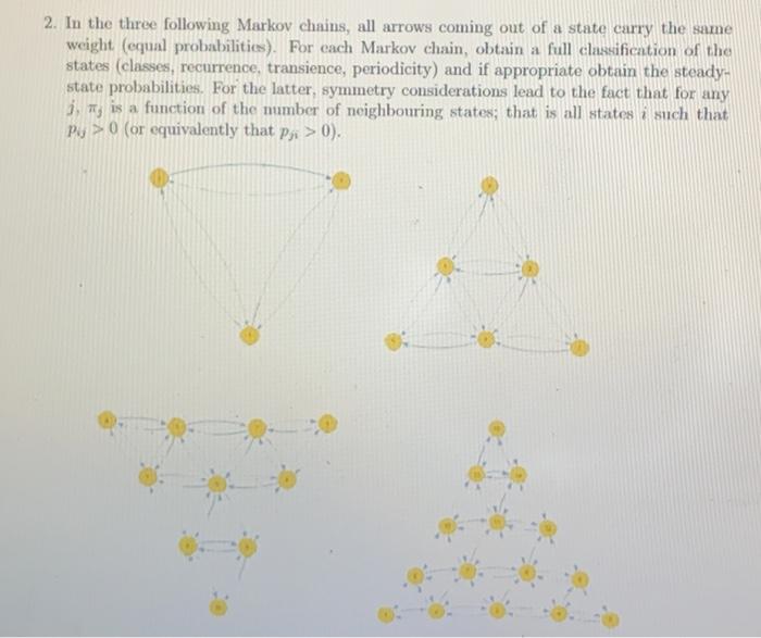 2. In the three following Markov chains, all arrows | Chegg.com