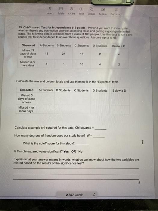 Solved Insert Table Chart Text Shape Media Comment 25. | Chegg.com