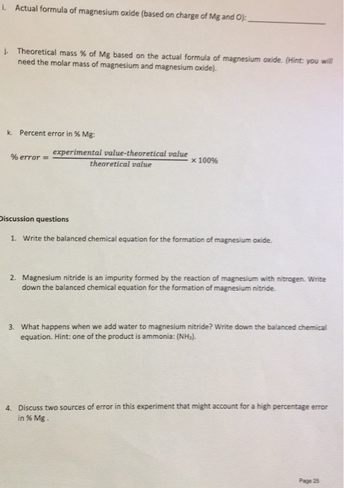Solved Name: Data Table: Table 1. Mass data for magnesium | Chegg.com